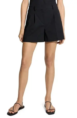 Theory Fluid Linen Blend High-waisted Shorts - Black