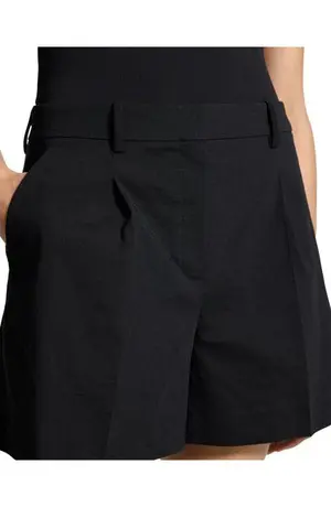 Theory Fluid Linen Blend High-waisted Shorts - Black