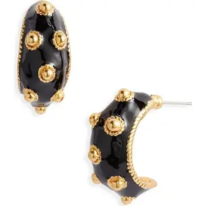 KARINE SULTAN Polka Dot Hoop Earrings Gold/black