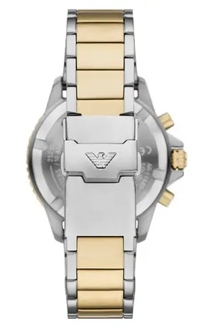 Emporio Armani World Explorer Solar Chronograph Bracelet Watch - Two Tone/blue Dial
