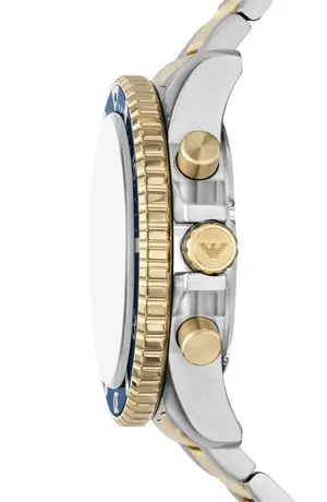 Emporio Armani World Explorer Solar Chronograph Bracelet Watch - Two Tone/blue Dial