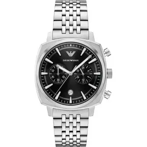 Emporio Armani Chronograph Bracelet Watch - Silver/black Dial