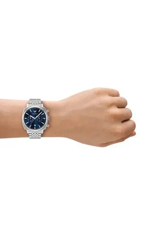 Emporio Armani Chronograph Bracelet Watch - Silver/blue Dial