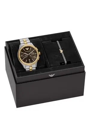 Emporio Armani Chronograph Two-tone Bracelet Watch Set