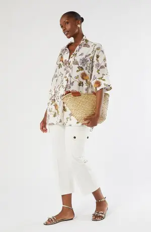 Marina Rinaldi Cotton Crop Cargo Pants
