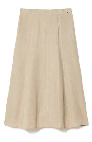 Marina Rinaldi Scamera Flax Linen Midi Skirt