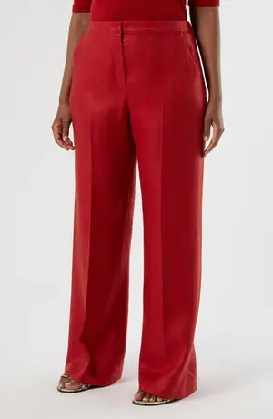 Marina Rinaldi Wide Leg Linen Pants - Cherry