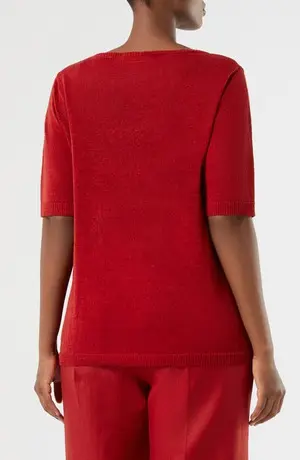 Marina Rinaldi Short Sleeve Linen Blend Sweater