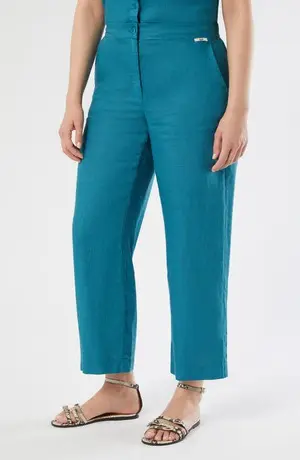 Marina Rinaldi Vorafo Linen Crop Wide Leg Pants
