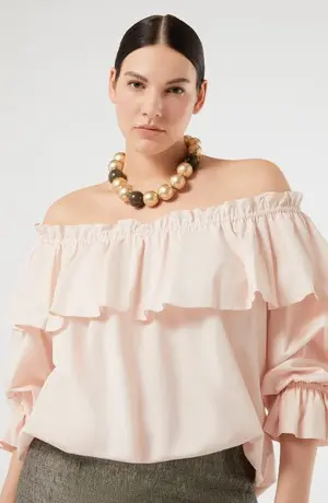 Marina Rinaldi Off-the-shoulder Cotton Top