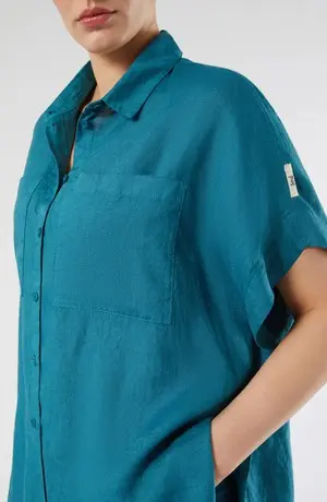 Marina Rinaldi Linen Canvas Voyage Collection Button-up Tunic