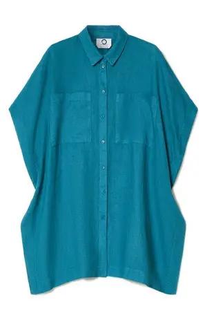 Marina Rinaldi Linen Canvas Voyage Collection Button-up Tunic