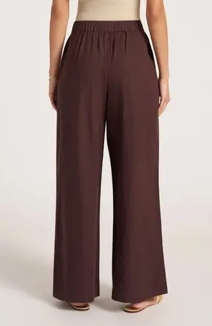 Matty M. Seraphine Wide Leg Linen Blend Pants - Chocolate