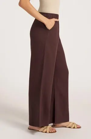 Matty M. Seraphine Wide Leg Linen Blend Pants - Chocolate