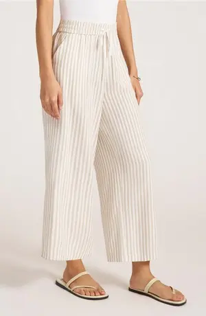 Matty M. Relaxed Stripe Linen Blend Drawstring Pants