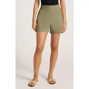 Matty M. High Waist Linen Blend Shorts - Olive