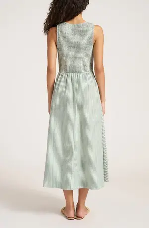 Matty M. Striped Cotton Midi Dress - Jade