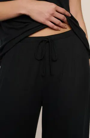 Eberjey Dream Rib Wide Leg Pants - Black