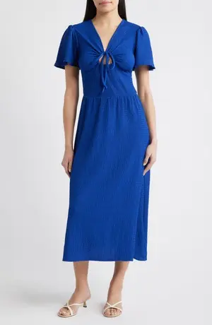 Loveappella Keyhole Midi Dress - Royal