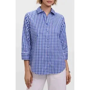 Foxcroft Gingham Button-up Shirt - Blue/white
