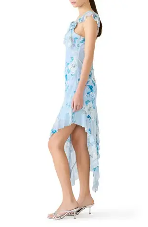 Steve Madden Sorellia Floral Print Asymmetric Ruffle Dress