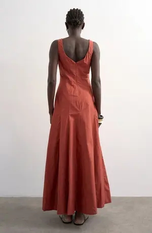 Topshop Cotton Maxi Sundress - Rust
