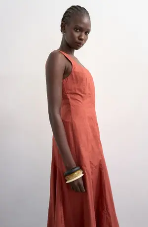 Topshop Cotton Maxi Sundress - Rust