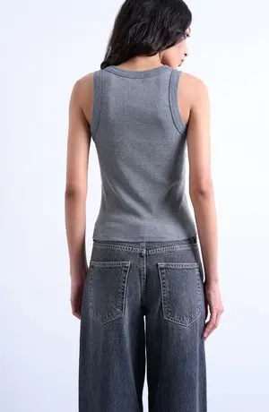 Topshop Ribbed Tank - Grey