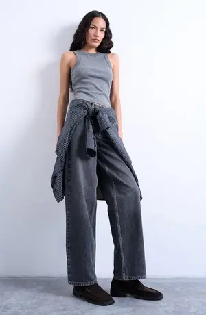 Topshop Ribbed Tank - Grey