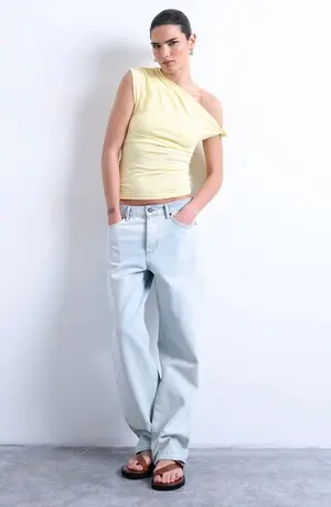 Topshop Knot One-shoulder Top - Buttermilk