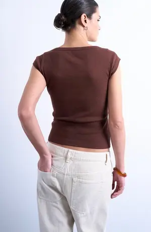 Topshop Square Neck Rib Top