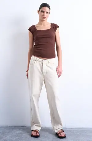 Topshop Square Neck Rib Top