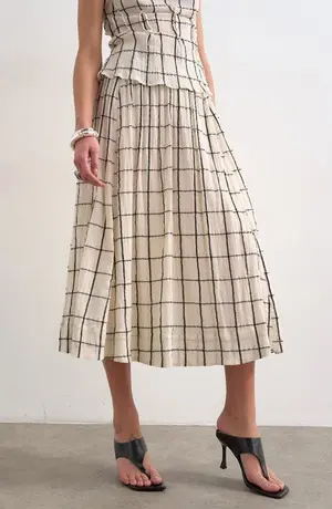 Topshop Saloon Midi Skirt - Stone