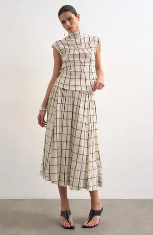 Topshop Saloon Midi Skirt - Stone