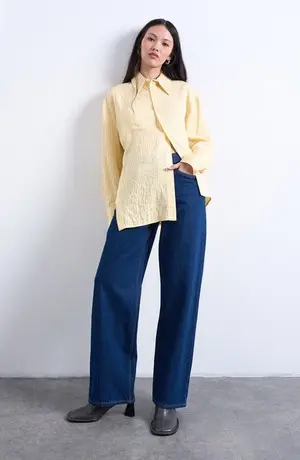 Topshop Asymmetric Placket Button-up Shirt