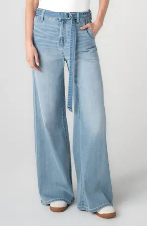 Women's Draped Wide Leg Jeans