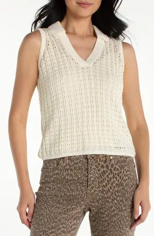 LIVERPOOL Johnny Collar Open Stitch Sweater Vest