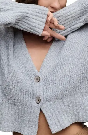 Barefoot Dreams Cozychic Lite Crop Cardigan - Frost