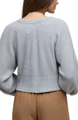 Barefoot Dreams Cozychic Lite Crop Cardigan - Frost