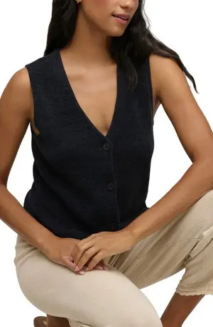 Barefoot Dreams Cozychic Ultra Lite® Button Front Vest - Black