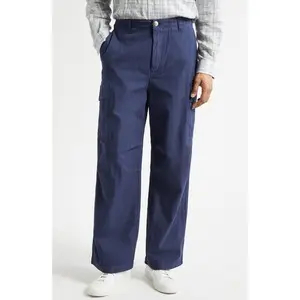 PALMES Cotton Herringbone Wide Leg Cargo Pants