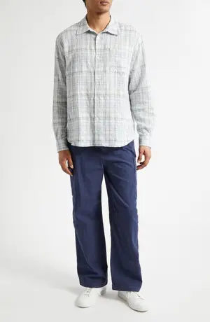 PALMES Cotton Herringbone Wide Leg Cargo Pants