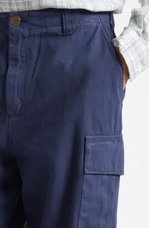 PALMES Cotton Herringbone Wide Leg Cargo Pants
