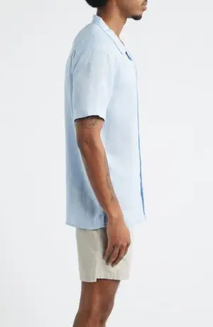BOARDIES Short Sleeve Button-up Camp Shirt - Blue