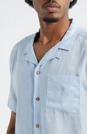 BOARDIES Short Sleeve Button-up Camp Shirt - Blue