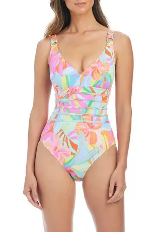 BLEU BY ROD BEATTIE Tonal Binding Underwire One-piece Swimsuit - Multi