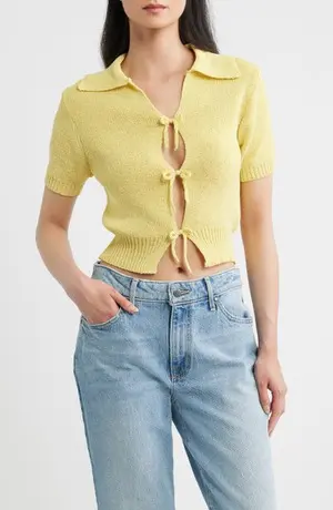 Deluc Paros Tie-front Sweater - Yellow