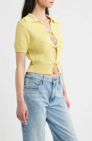 Deluc Paros Tie-front Sweater - Yellow