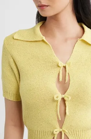 Deluc Paros Tie-front Sweater - Yellow