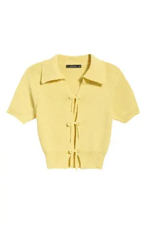 Deluc Paros Tie-front Sweater - Yellow